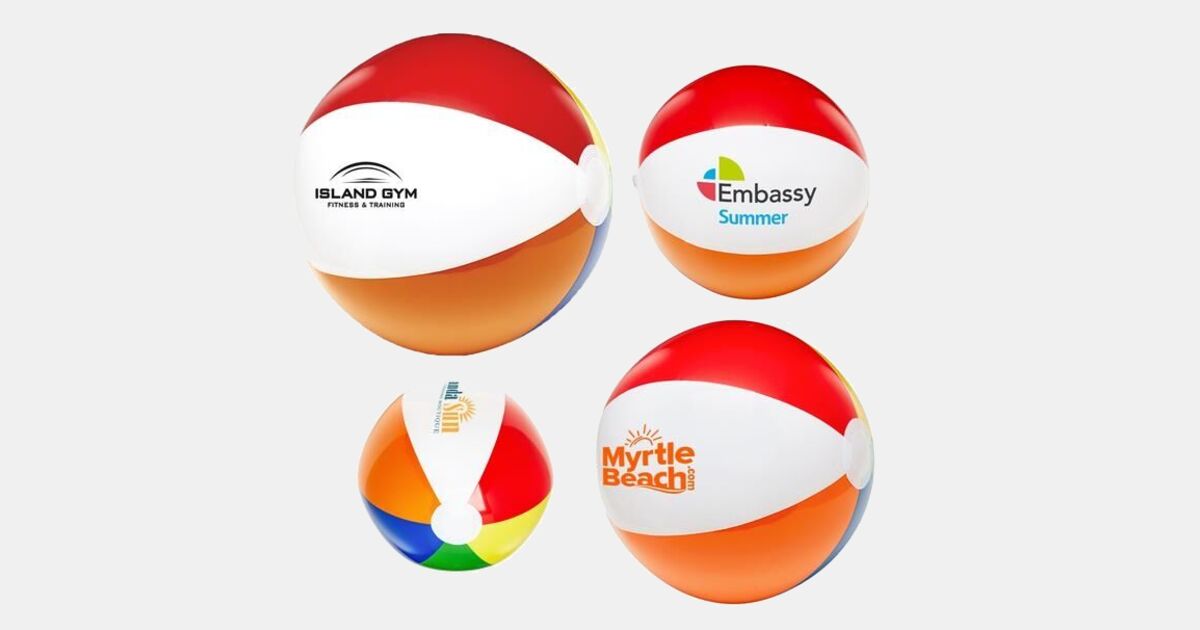 Multi-Colored Beach Ball with your logo | MiniThrowBalls.com
