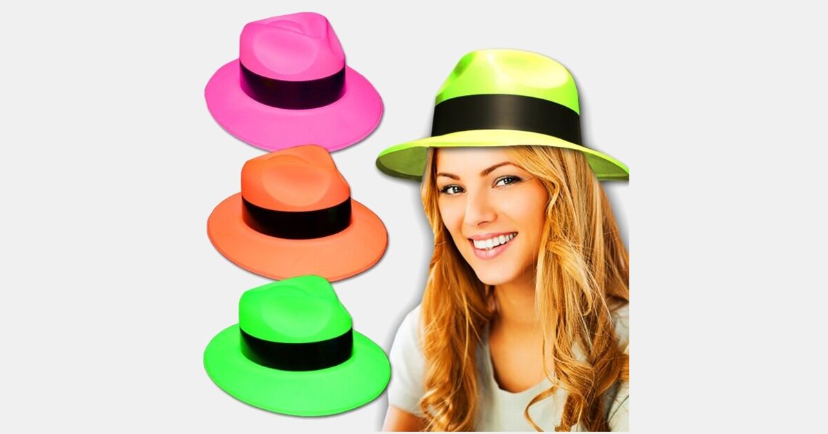Custom Printed Neon Plastic Fedora Gangster Hat with your logo ...