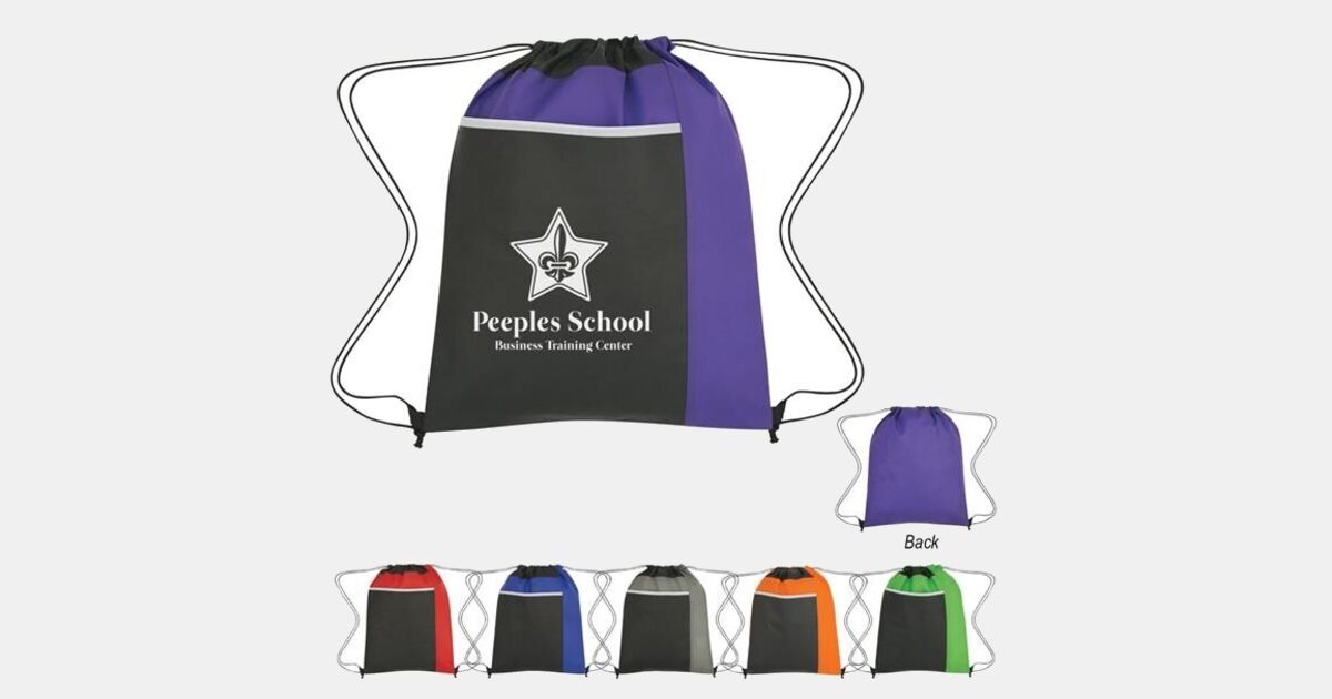 Printed Non-Woven Pocket Sports Pack with your logo | MiniThrowBalls.com