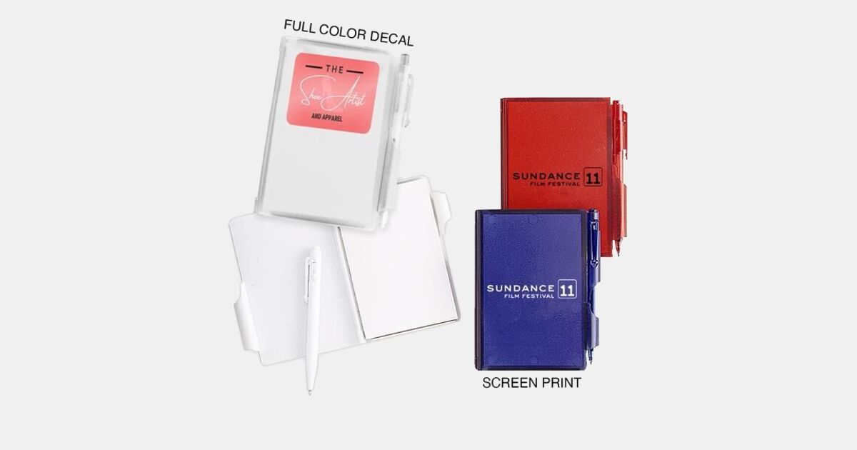Custom Imprinted Memo Pad with Pen with your logo | MiniThrowBalls.com