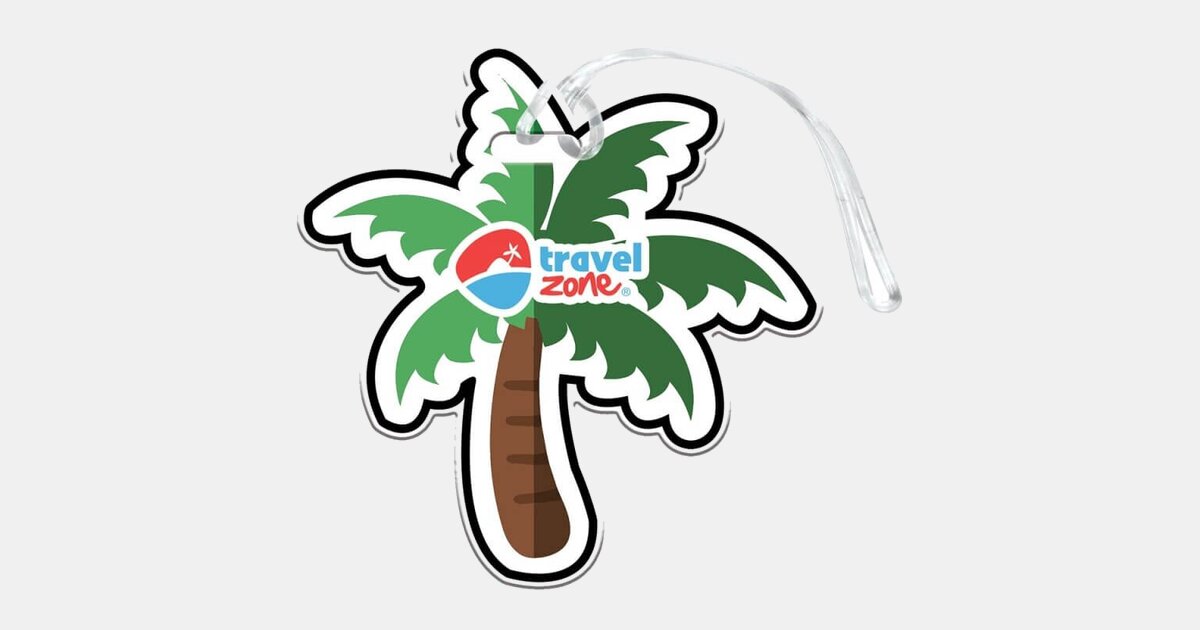 Palm Tree Luggage Tag with your logo | MiniThrowBalls.com