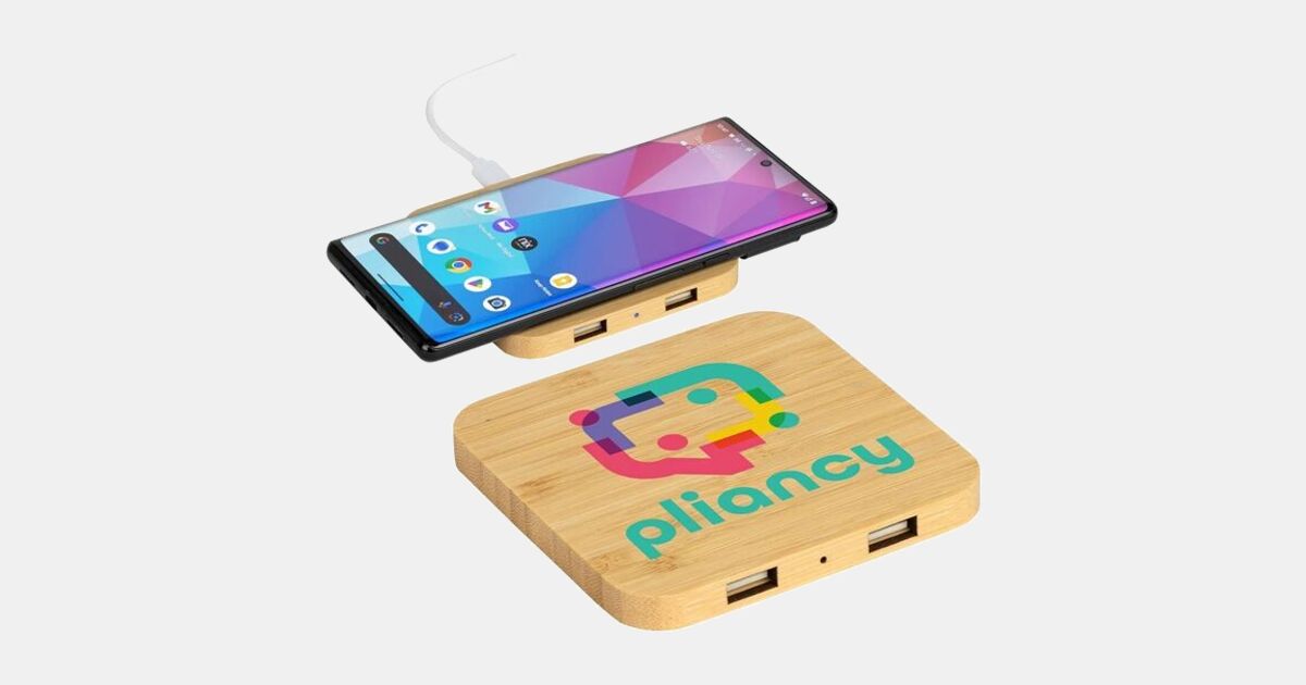Custom Printed Panda FSC Bamboo 5W Wireless Charger w/ USB Ports with ...