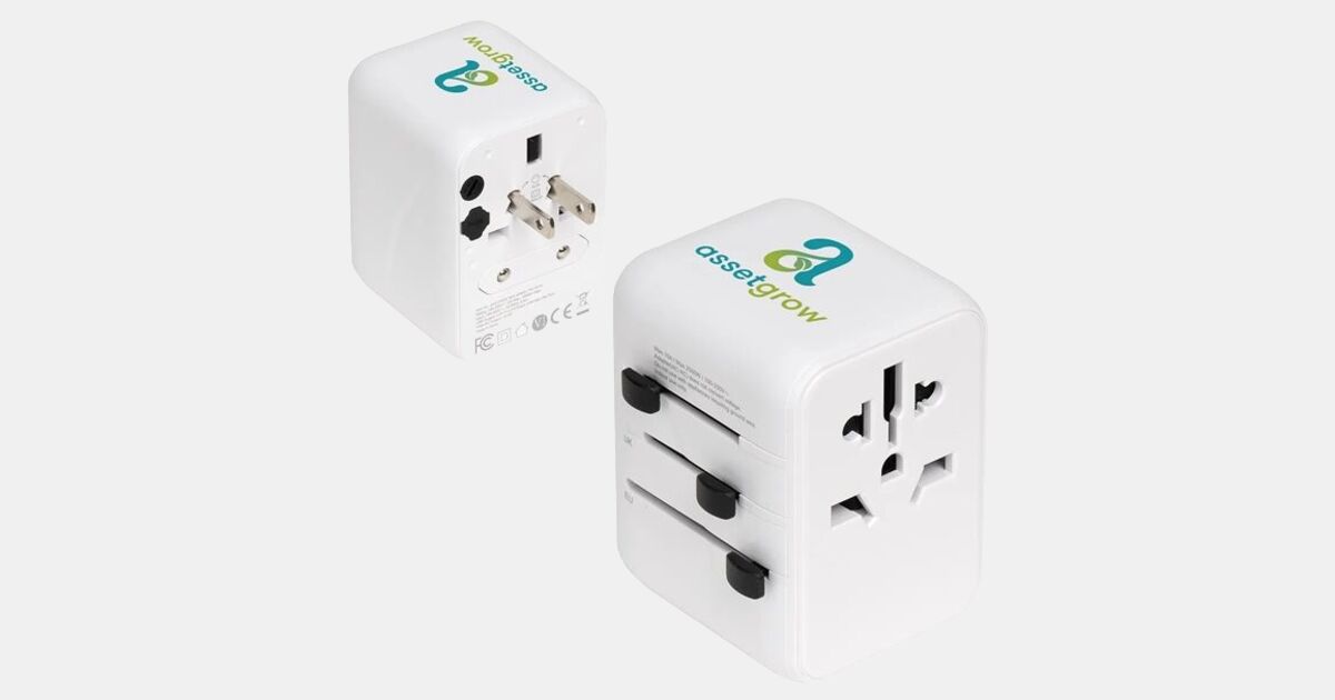 Custom Printed Pegasus Travel Adapter with your logo | MiniThrowBalls.com