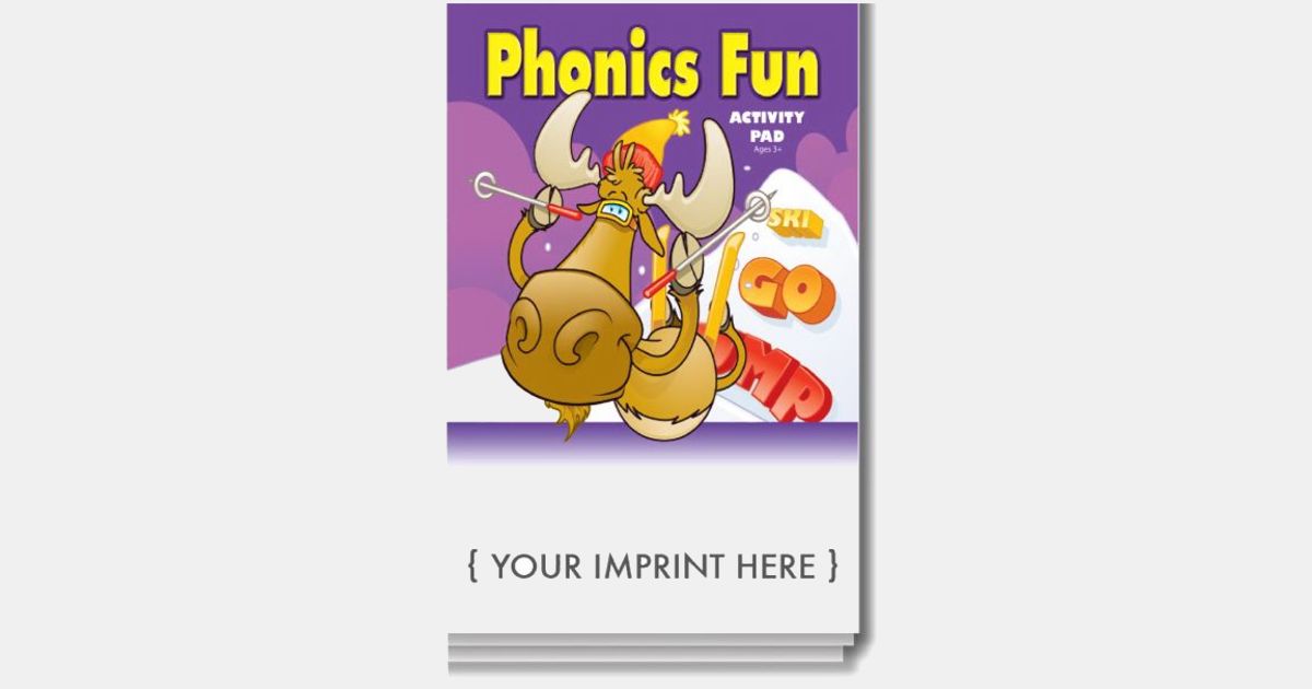 Phonics Fun Activity Pad USA Made with your logo | MiniThrowBalls.com