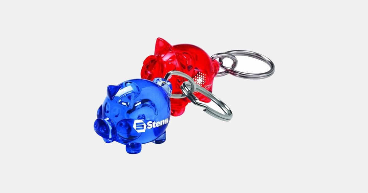 Acrylic Pig Keychain with your logo | MiniThrowBalls.com