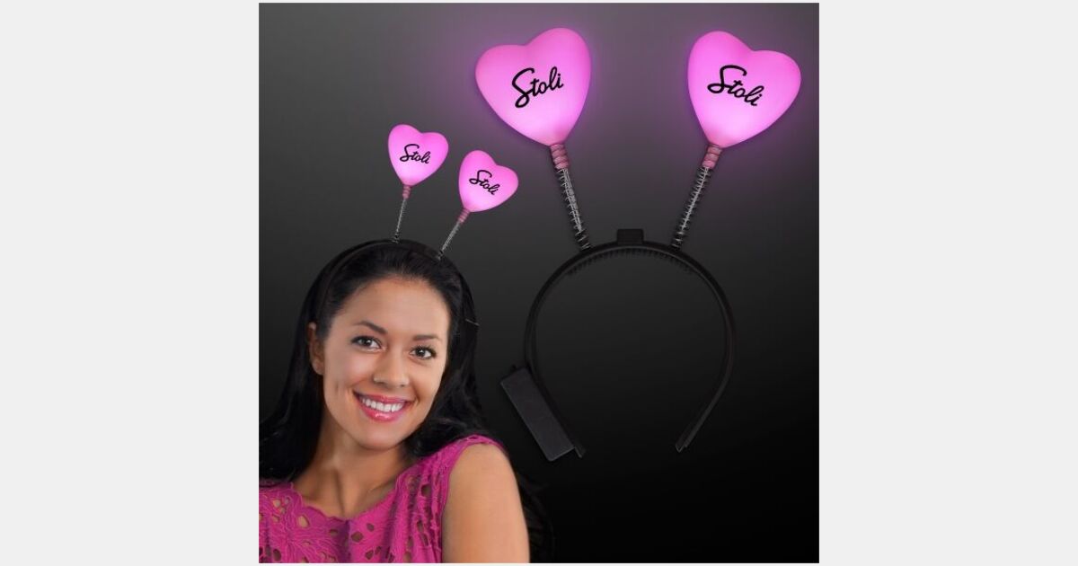 Custom Printed Pink heart light-up head boppers with your logo ...