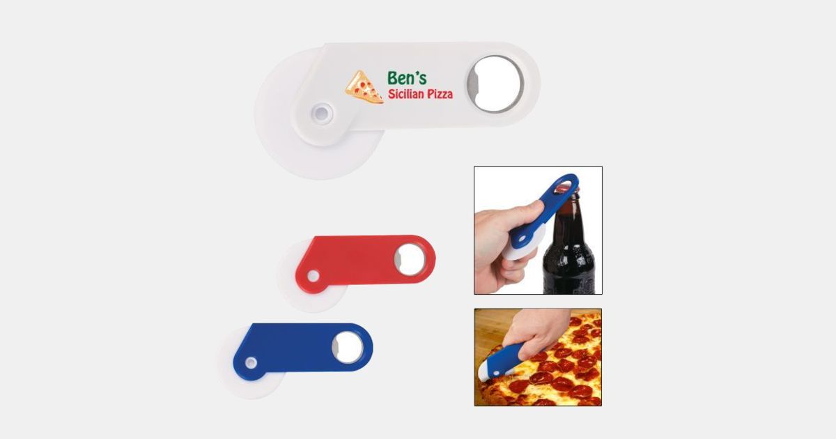 Custom Printed Pizza Cutter With Bottle Opener with your logo ...