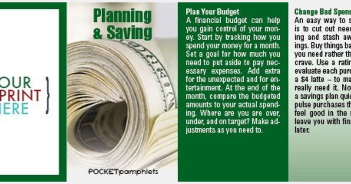 Planning & Saving Pocket Pamphlet USA Made with your logo ...