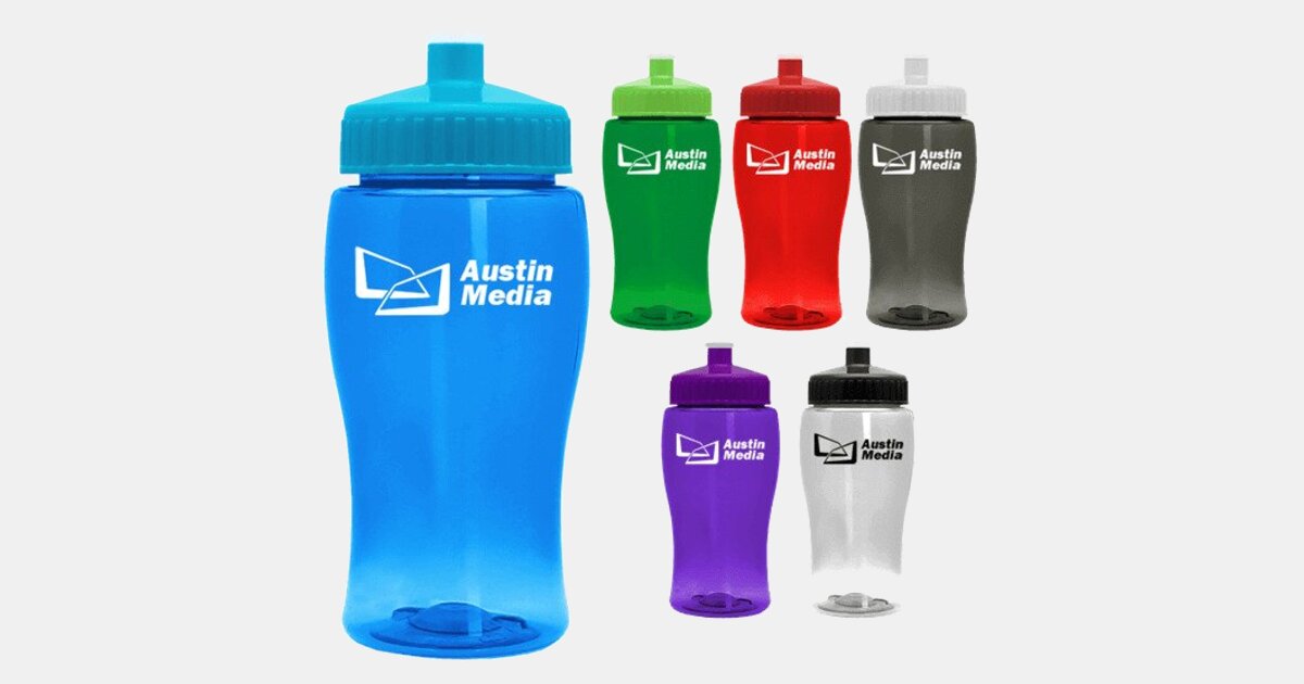 Poly-Pure Jr. 18 Oz Transparent Bottles with your logo | MiniThrowBalls.com