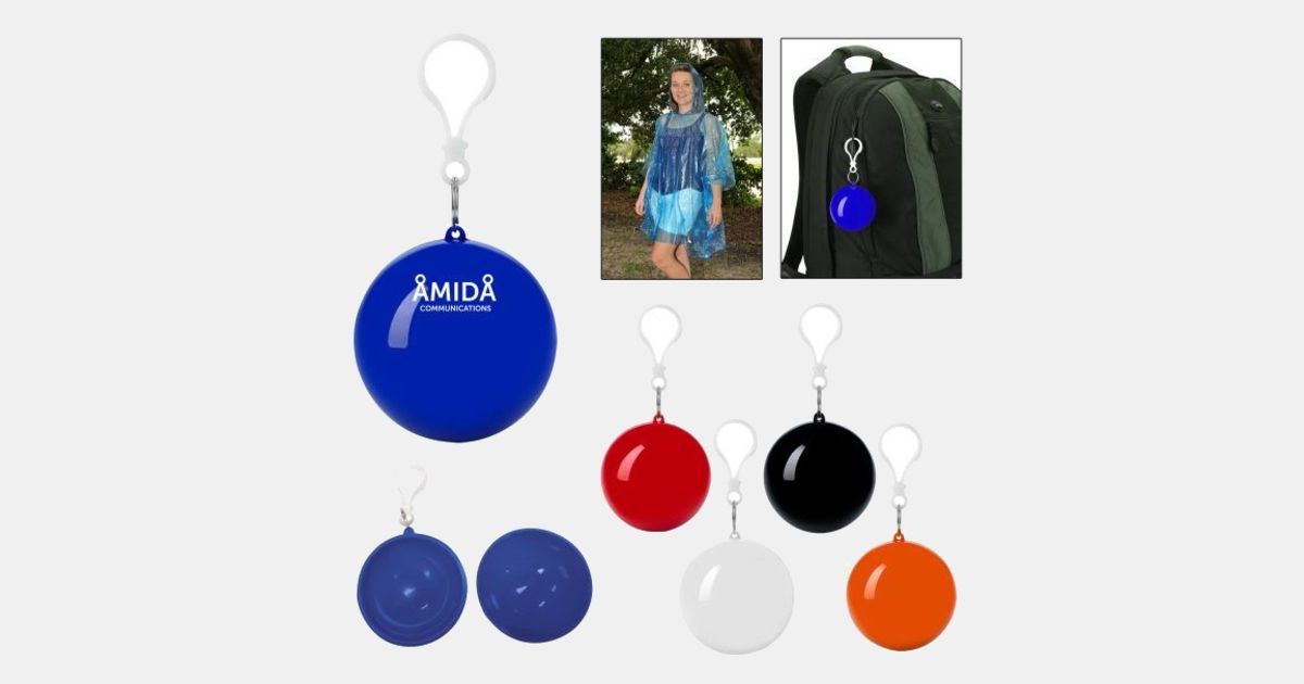 Custom Printed Poncho Ball Key Chain with your logo | MiniThrowBalls.com