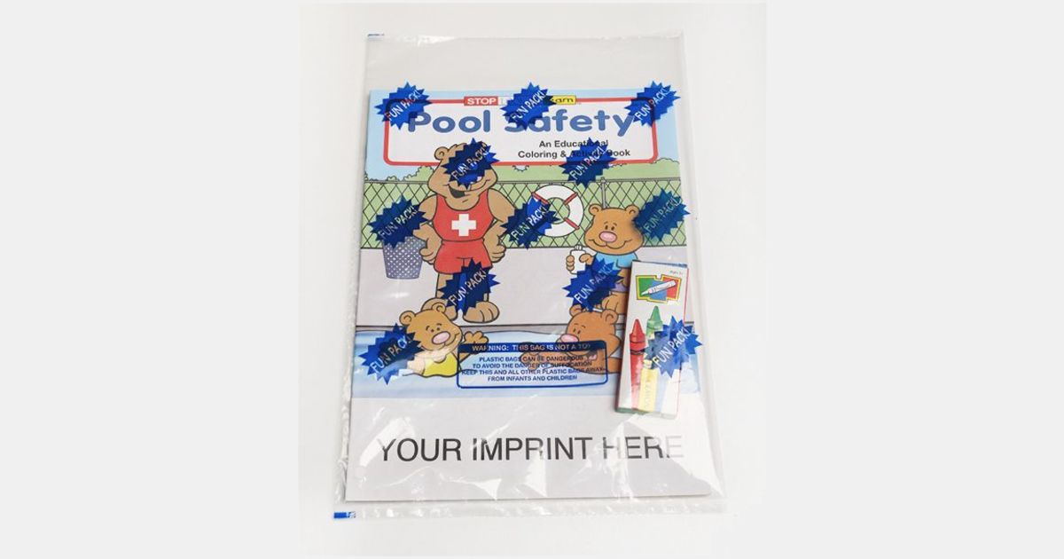 Pool Safety Coloring And Activity Book Fun Pack USA Made with your logo ...