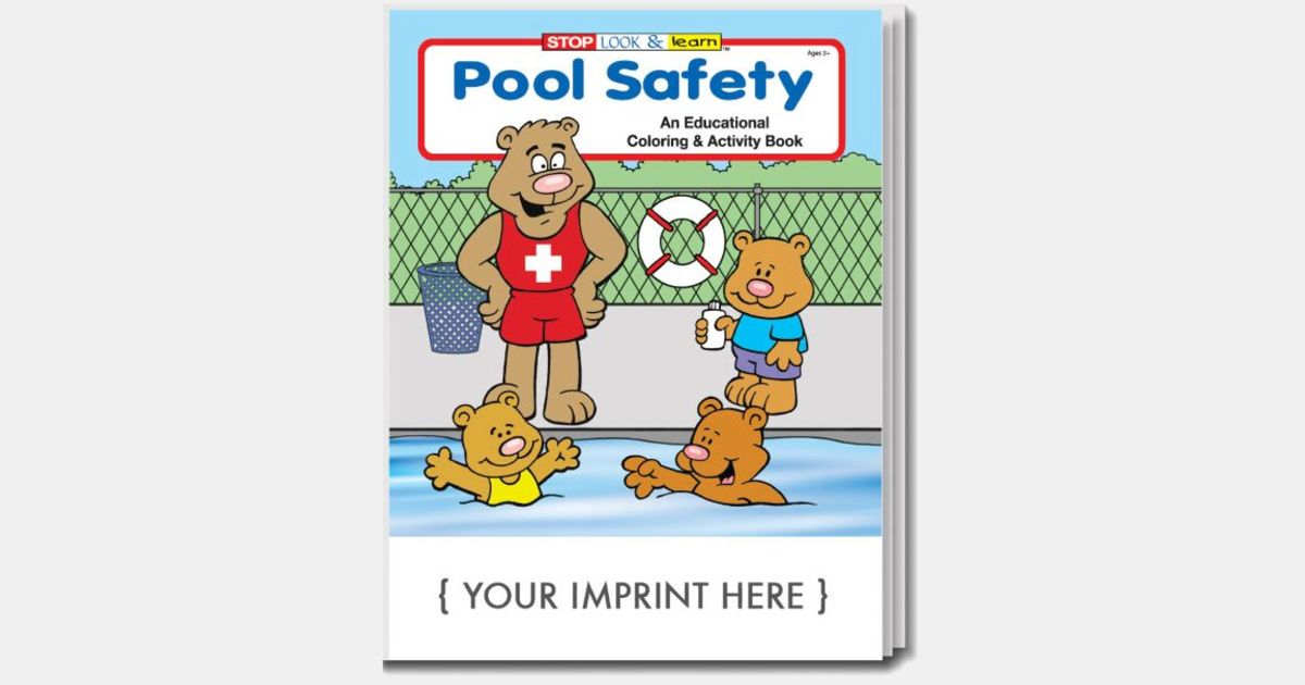 Pool Safety Coloring And Activity Book USA Made with your logo ...
