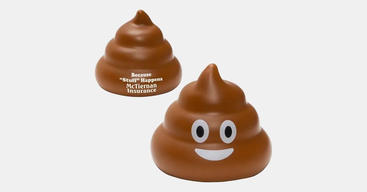 Poop Emoji Stress Reliever with your logo | MiniThrowBalls.com