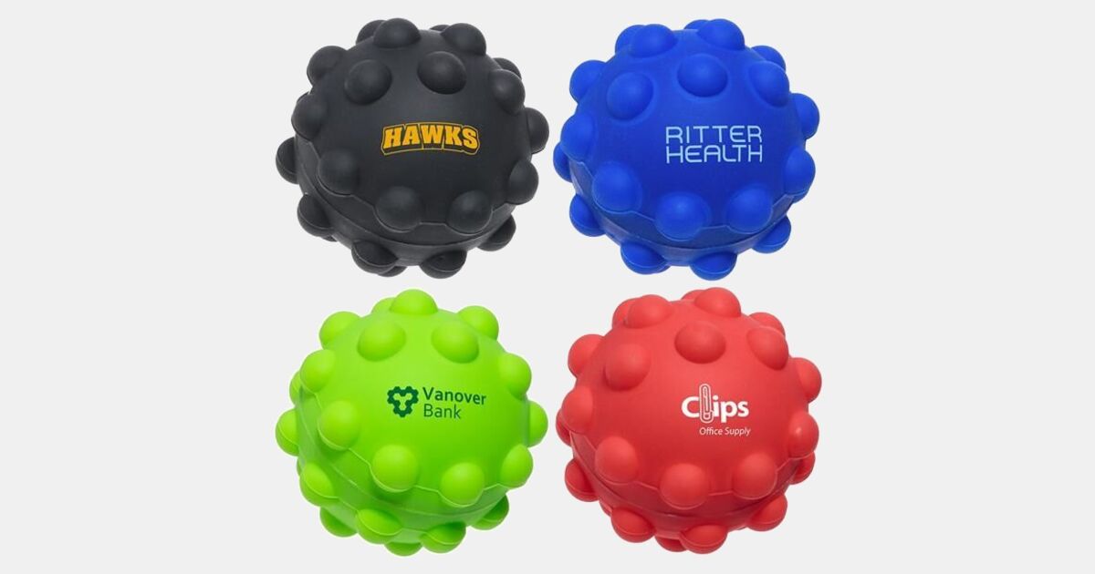 Push Pop Bounce Ball with your logo | MiniThrowBalls.com