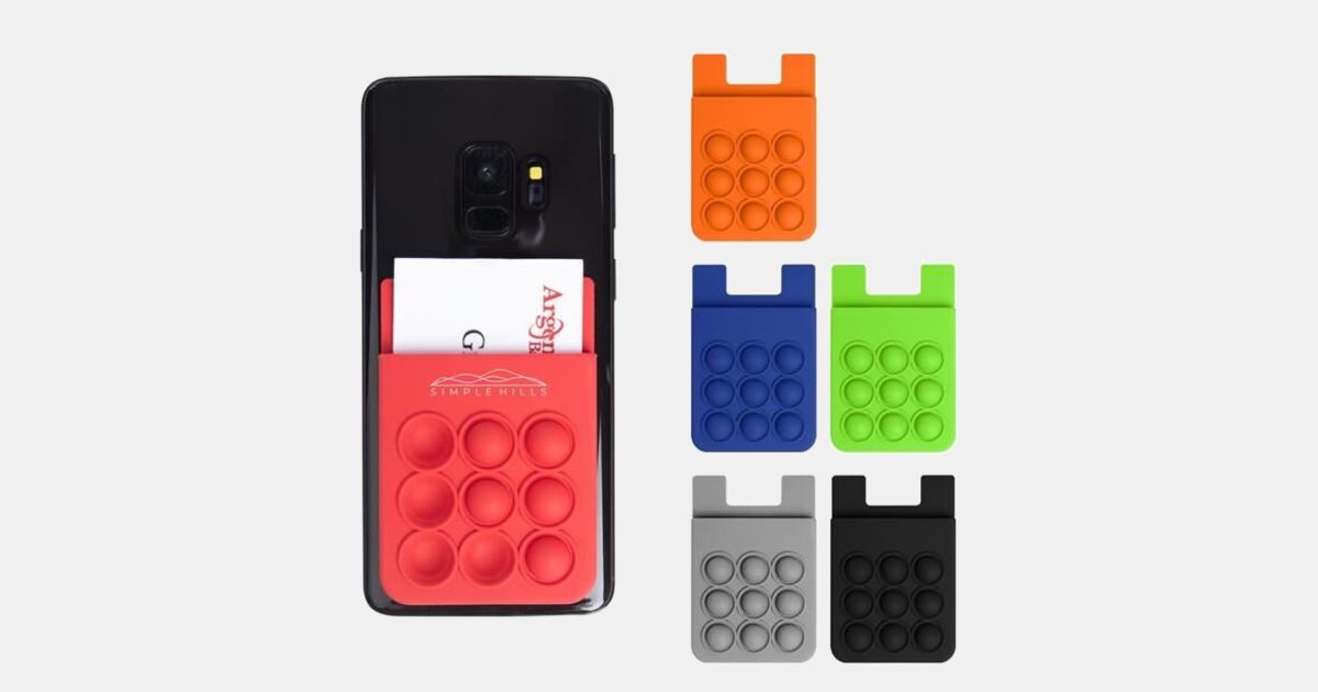Custom Printed Push Pop Phone Wallet with your logo | MiniThrowBalls.com