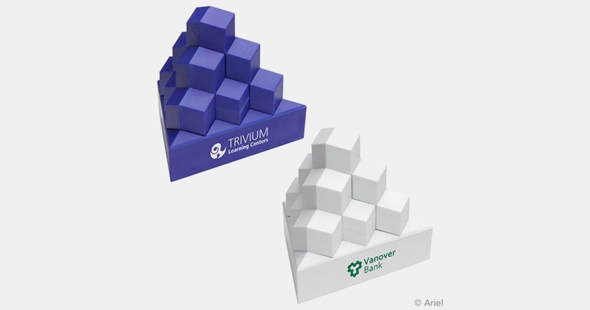 Custom Pyramid Stack Puzzle Set with your logo | MiniThrowBalls.com