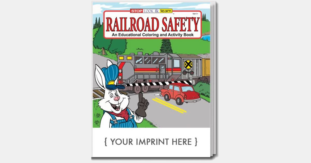 Railroad Safety Coloring And Activity Book USA Made with your logo ...