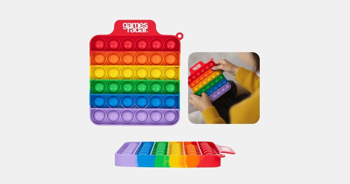 Custom Printed Rainbow Bubble Popper with your logo | MiniThrowBalls.com