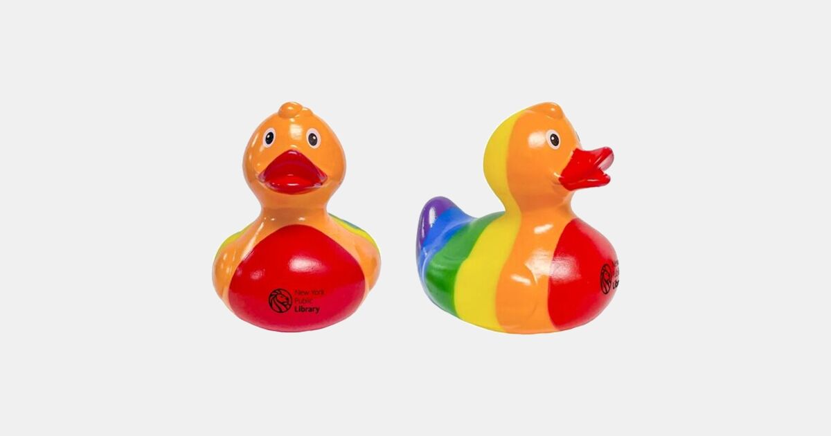 Custom Printed Rainbow Duck with your logo | MiniThrowBalls.com