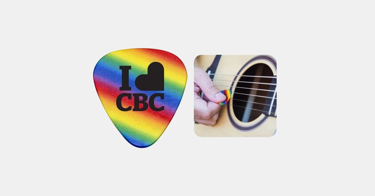 Custom Printed Rainbow Guitar Pick with your logo | MiniThrowBalls.com