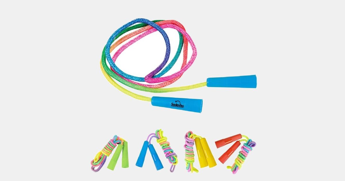 Rainbow Jump Rope with your logo | MiniThrowBalls.com