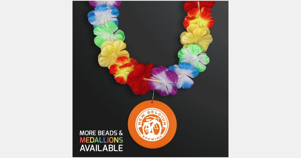 Rainbow Lei LED with Medallion with your logo | MiniThrowBalls.com