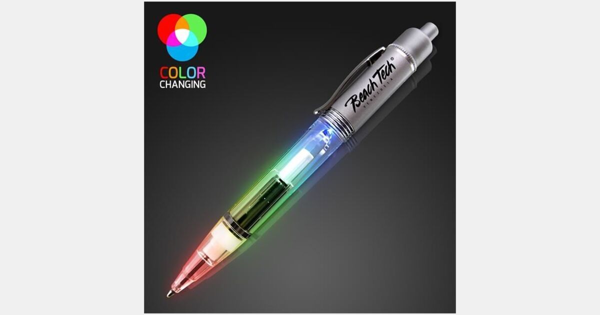 Rainbow light pen with your logo | MiniThrowBalls.com