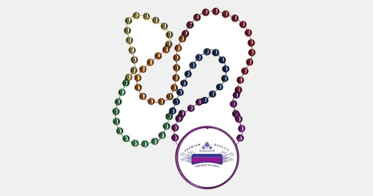 Rainbow Mardi Gras Beads With Inline Medallion with your logo ...