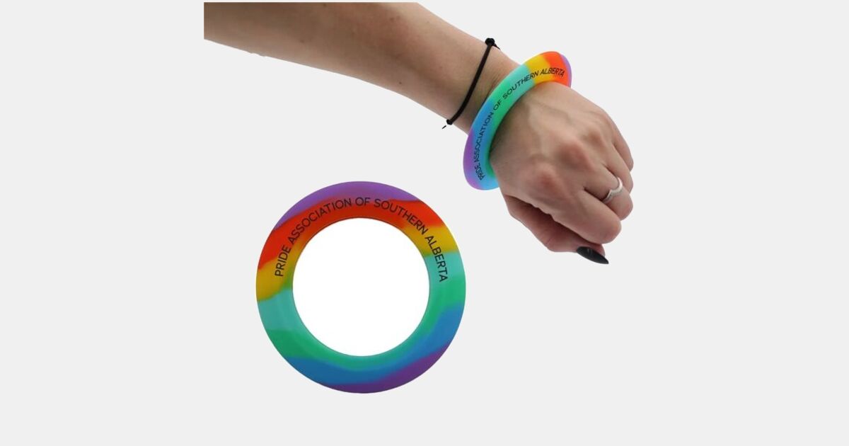 Custom Imprinted Rainbow Wrist Disc with your logo | MiniThrowBalls.com