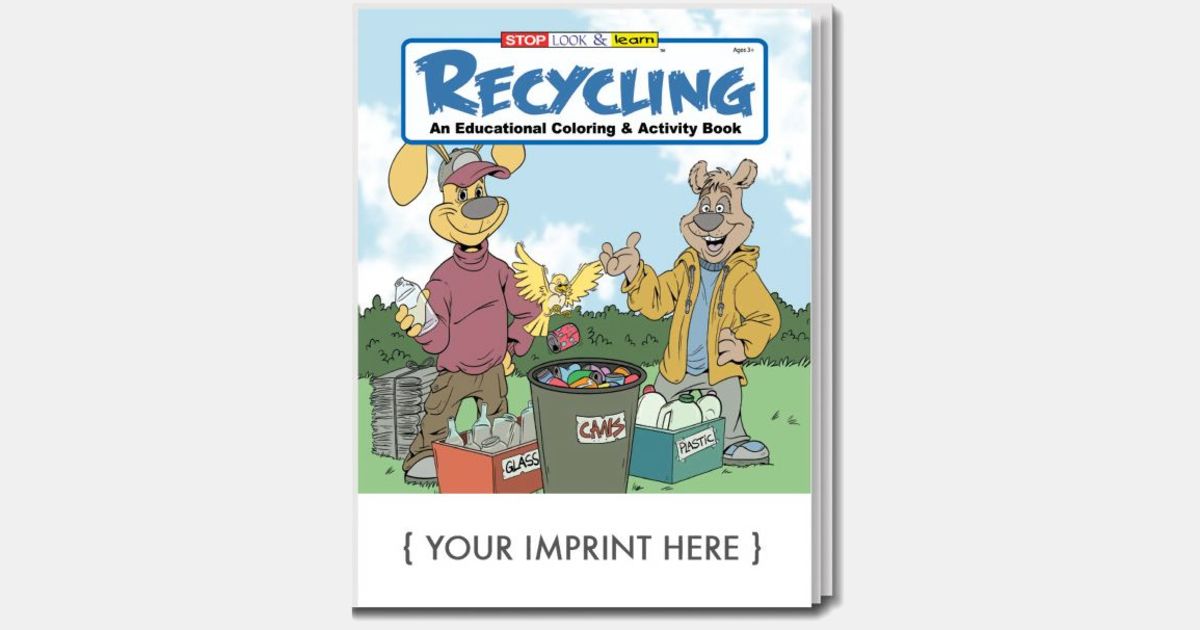 Recycling Coloring And Activity Book USA Made with your logo ...