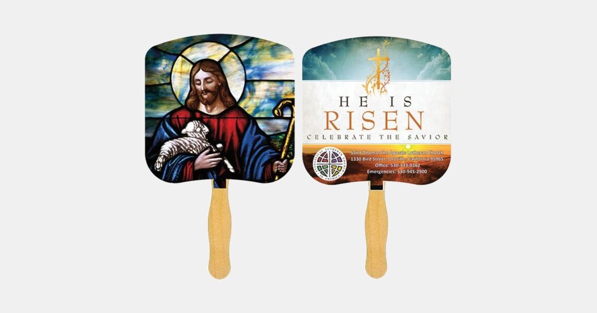 Religious Hand Fan - 4 Color Process USA Made with your logo ...