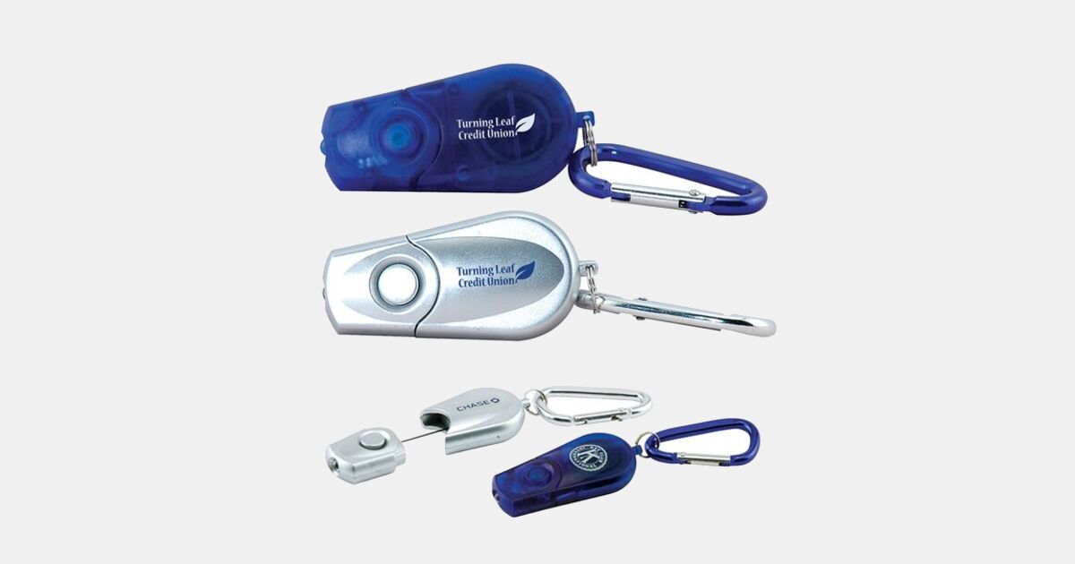 Retractable Carabiner Flashlight with your logo | MiniThrowBalls.com