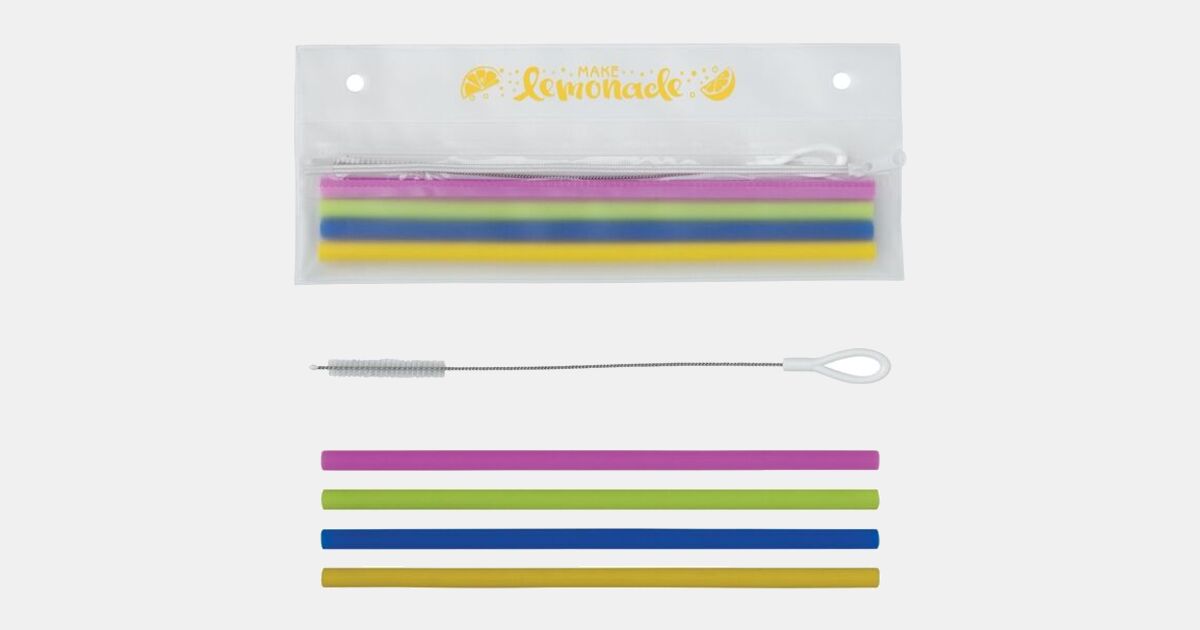 Reusable Silicone Straw Set with your logo | MiniThrowBalls.com