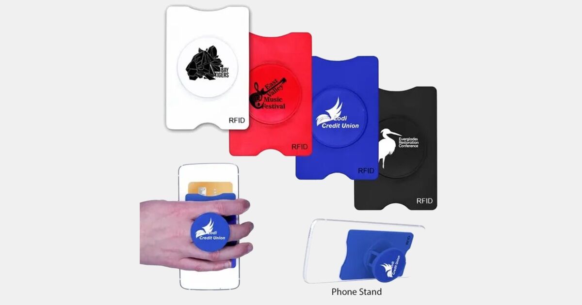 Custom Imprinted RFID Stand-Out Phone/Card Holder with your logo ...