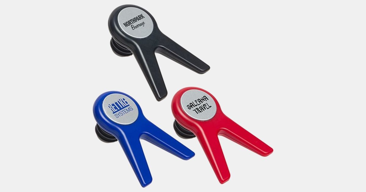 Custom Roll-Block Wine Stand & Stopper with your logo | MiniThrowBalls.com