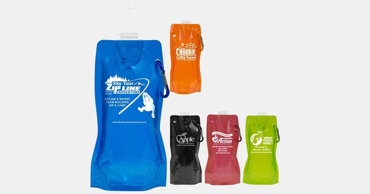 Roll Up 18 Oz Foldable Water Bottle With Matching Carabiner with your ...