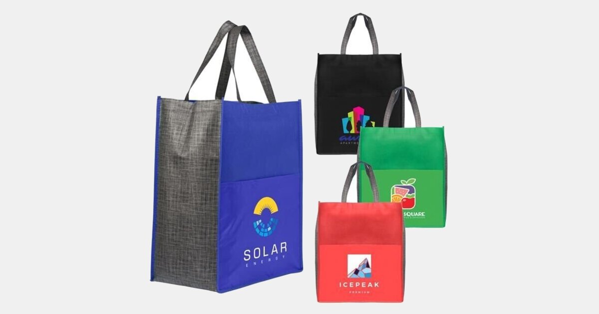 Custom Full Color Rome Non-Woven Tote Bag with 210D Pocket with your ...
