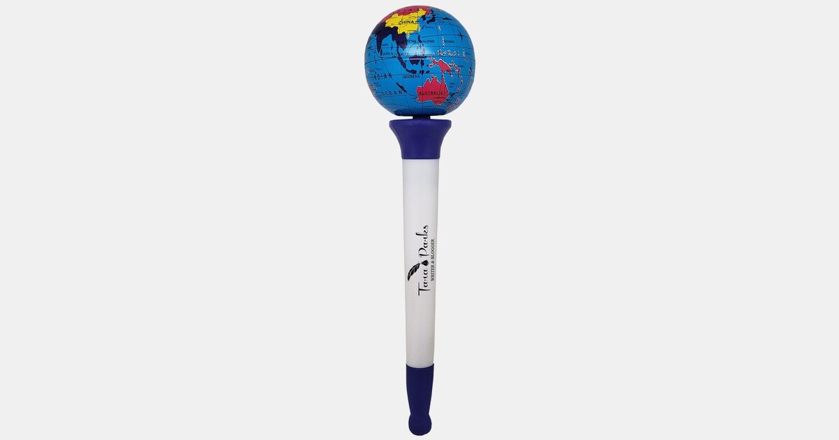 Promotional Rotating Globe Pen with your logo | MiniThrowBalls.com