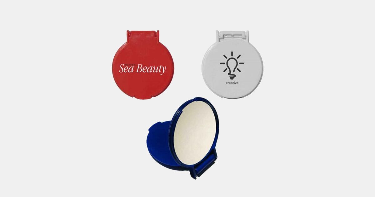 Round Compact Mirror with your logo | MiniThrowBalls.com