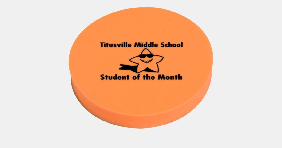 Custom Printed Round Eraser with your logo | MiniThrowBalls.com
