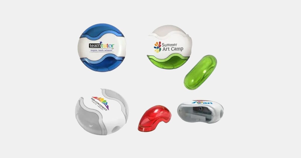 Custom Imprinted Round Pencil Sharpener Eraser Combo, Full Color with ...
