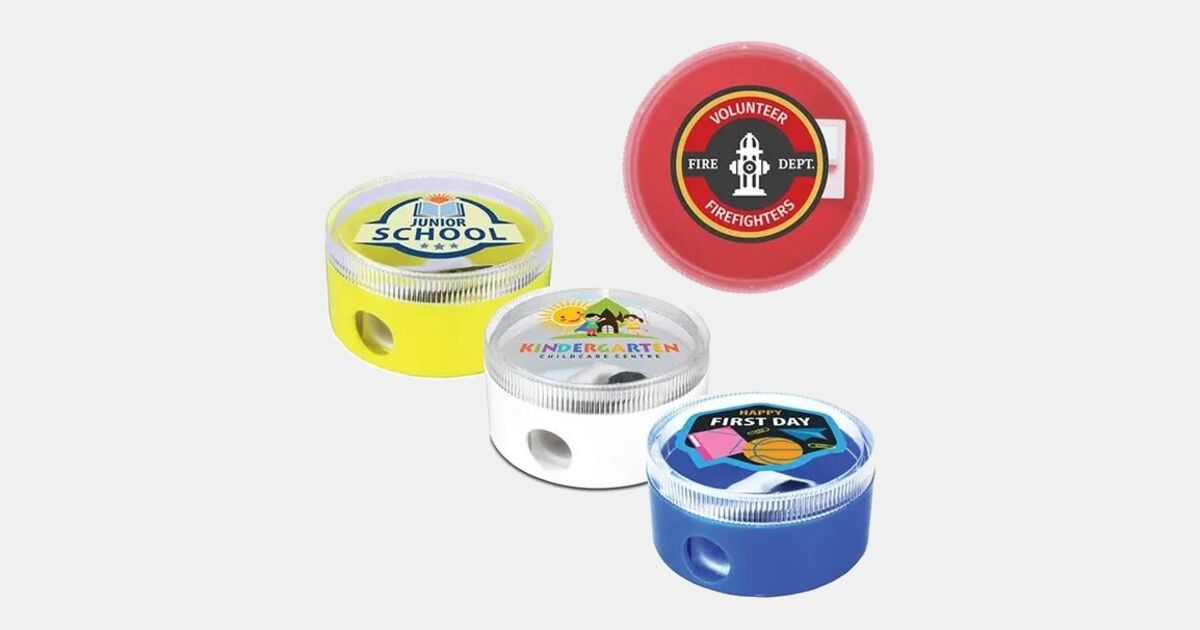 Custom Imprinted Round Pencil Sharpener, Full Color Digital with your ...