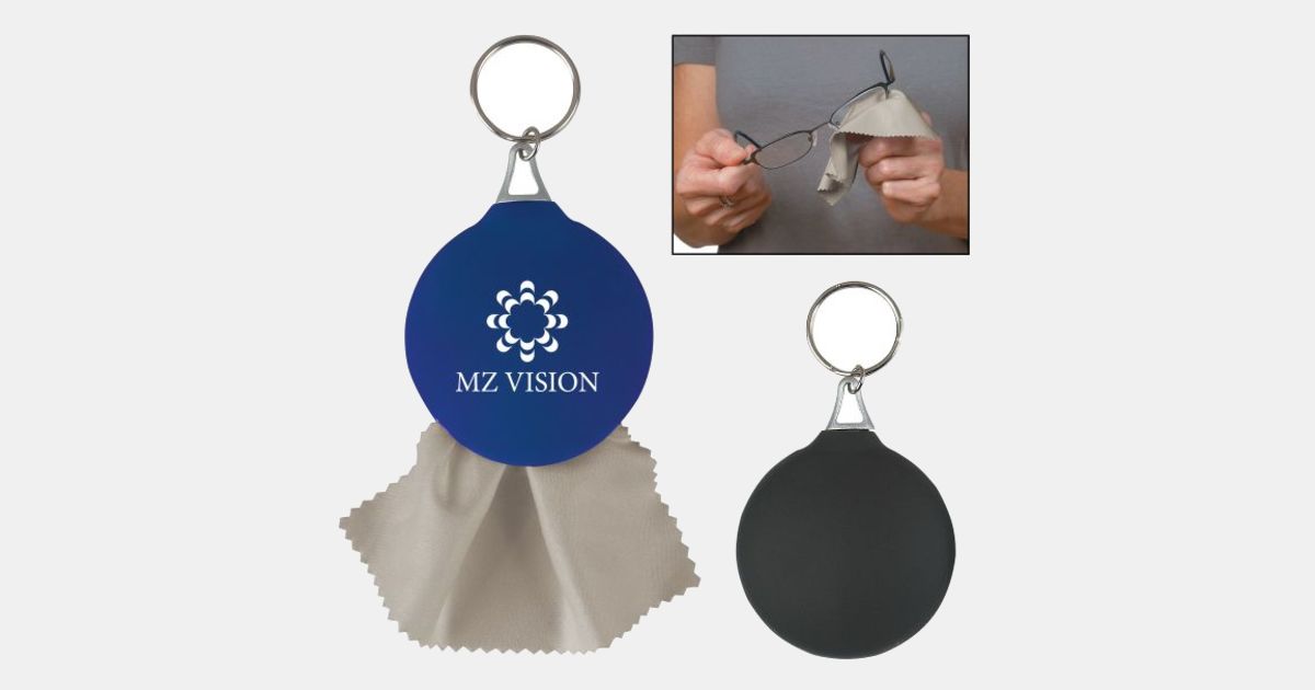 Custom Printed Rubber Key Chain With Microfiber Cleaning Cloth with ...