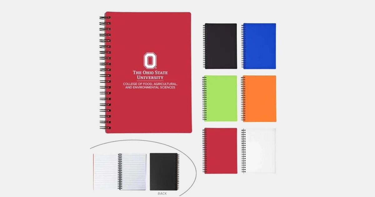 Custom Imprinted Rubber Spiral Notebook with your logo | MiniThrowBalls.com