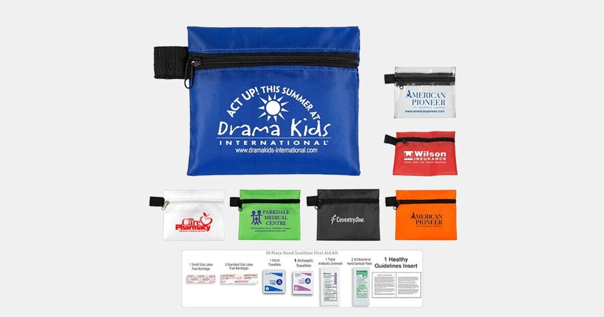 Safety Zip 10 Piece Hand Sanitizer First Aid Kit with your logo ...