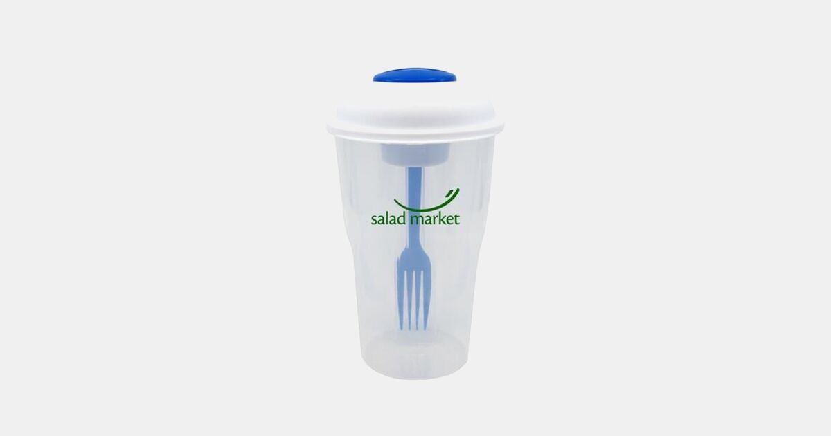 Salad Shaker Container with Fork and Dressing Container with your logo ...