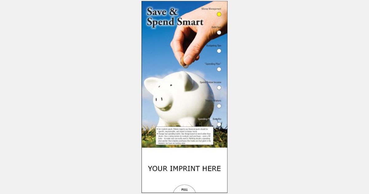 Save & Spend Smart Slide Chart with your logo | MiniThrowBalls.com