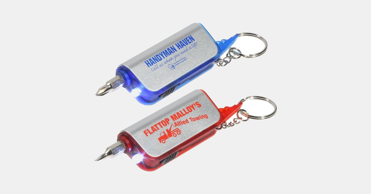 Key Chain with Screwdriver Flashlight Custom Imprinted | MiniThrowBalls.com