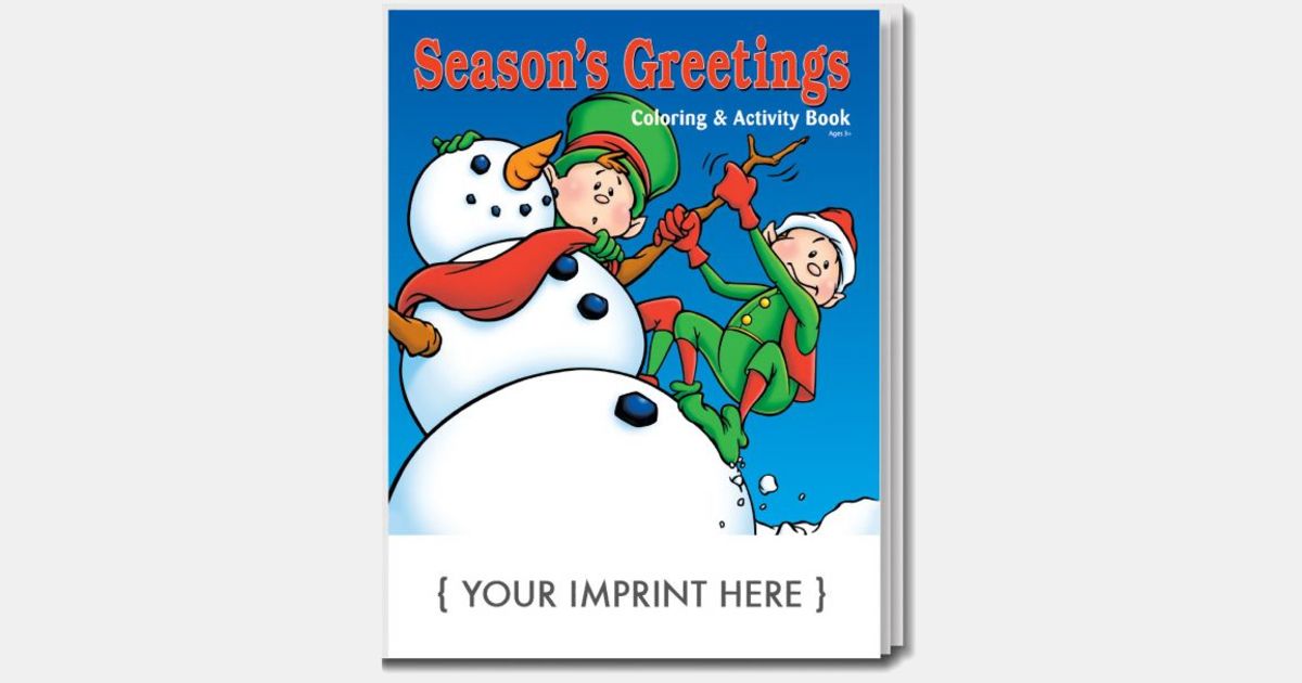 Season's Greetings Coloring And Activity Book USA Made with your logo ...
