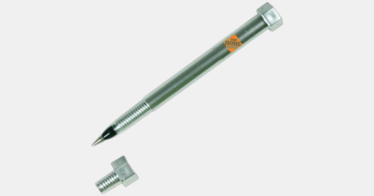 Silver Nut And Bolt Pen with your logo | MiniThrowBalls.com